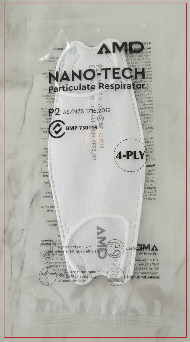 AMD MASKS NANO-TECH P2 / N95 Respirator with Four Layers – mallone.com.au